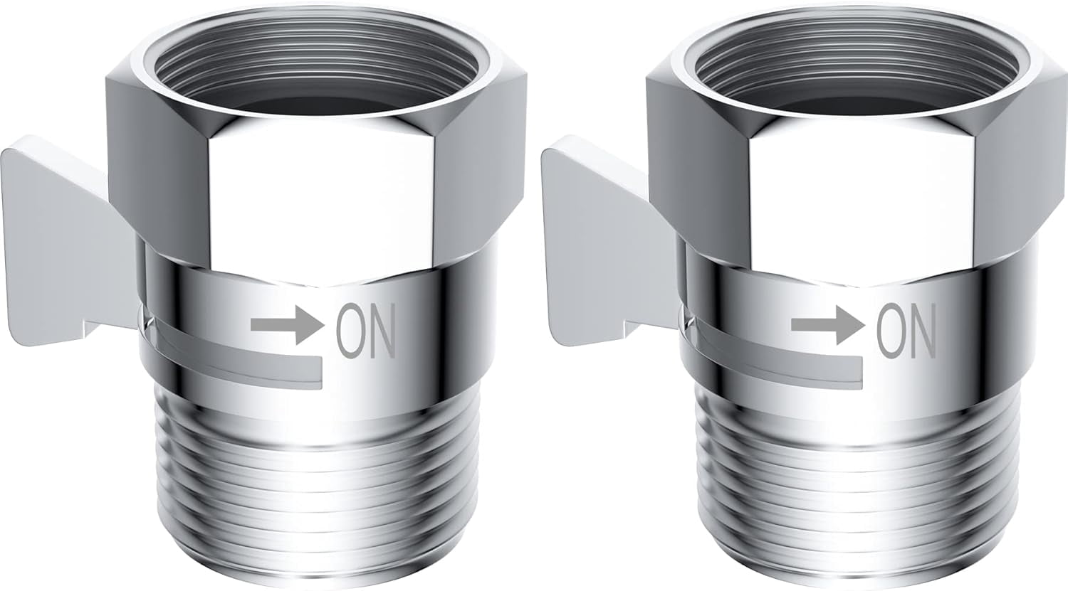 All Metal 2 Pack Shower Head Flow Control Valve, G1/2 Brass Shut-off ...