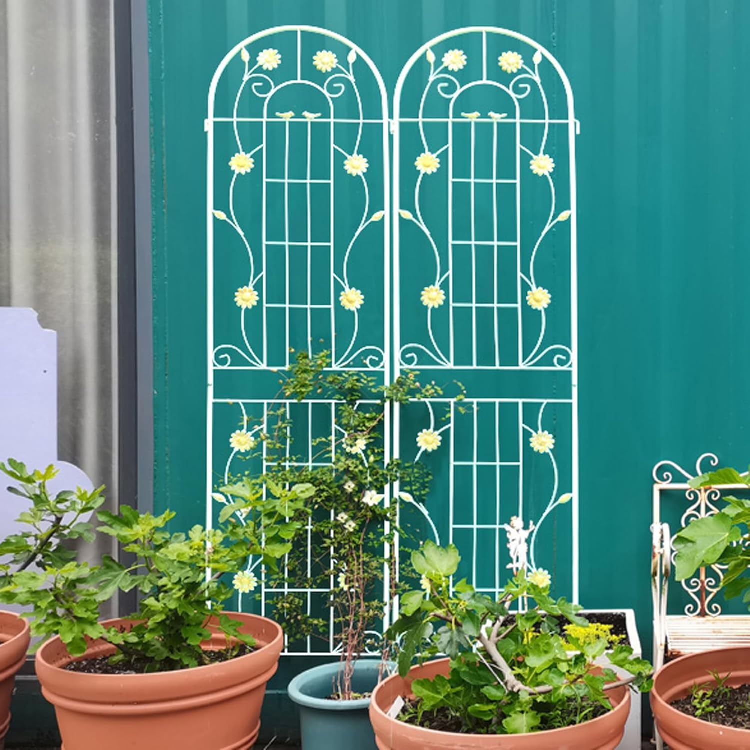 Metal 2 Pack Trellis for Climbing Outdoor, 7 FT Tall Galvanized Steel ...