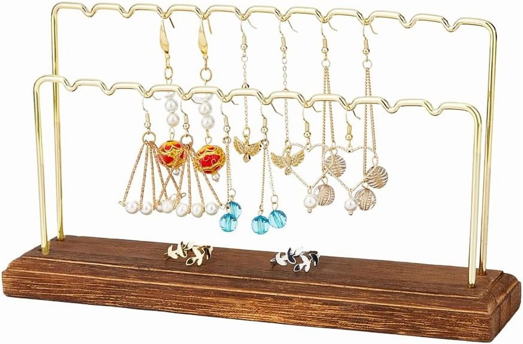 Metal 2-Tier Wood Earring Holder for Display Elegant Iron Earring ...