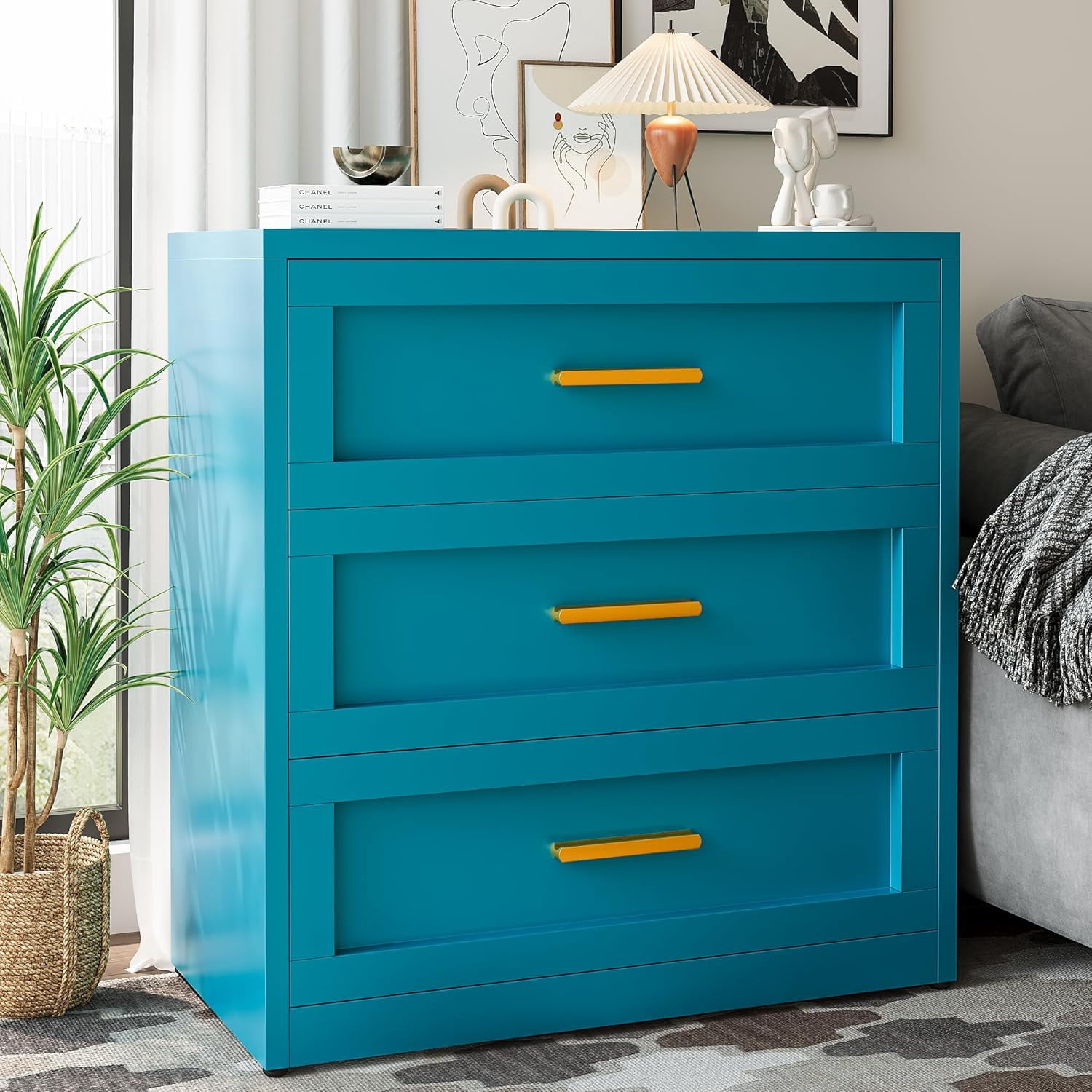 Metal 3 Drawer Dresser for Bedroom,Closet Chest Dressers Storage with ...
