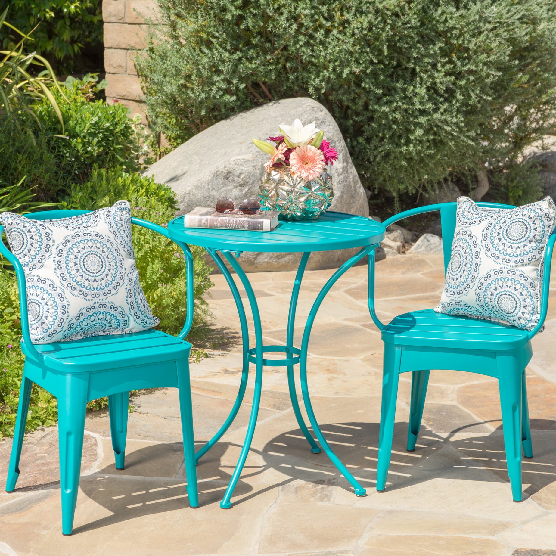 Metal 3-Piece Outdoor Bistro Set | Inviting Outdoor Relaxation | Powder ...