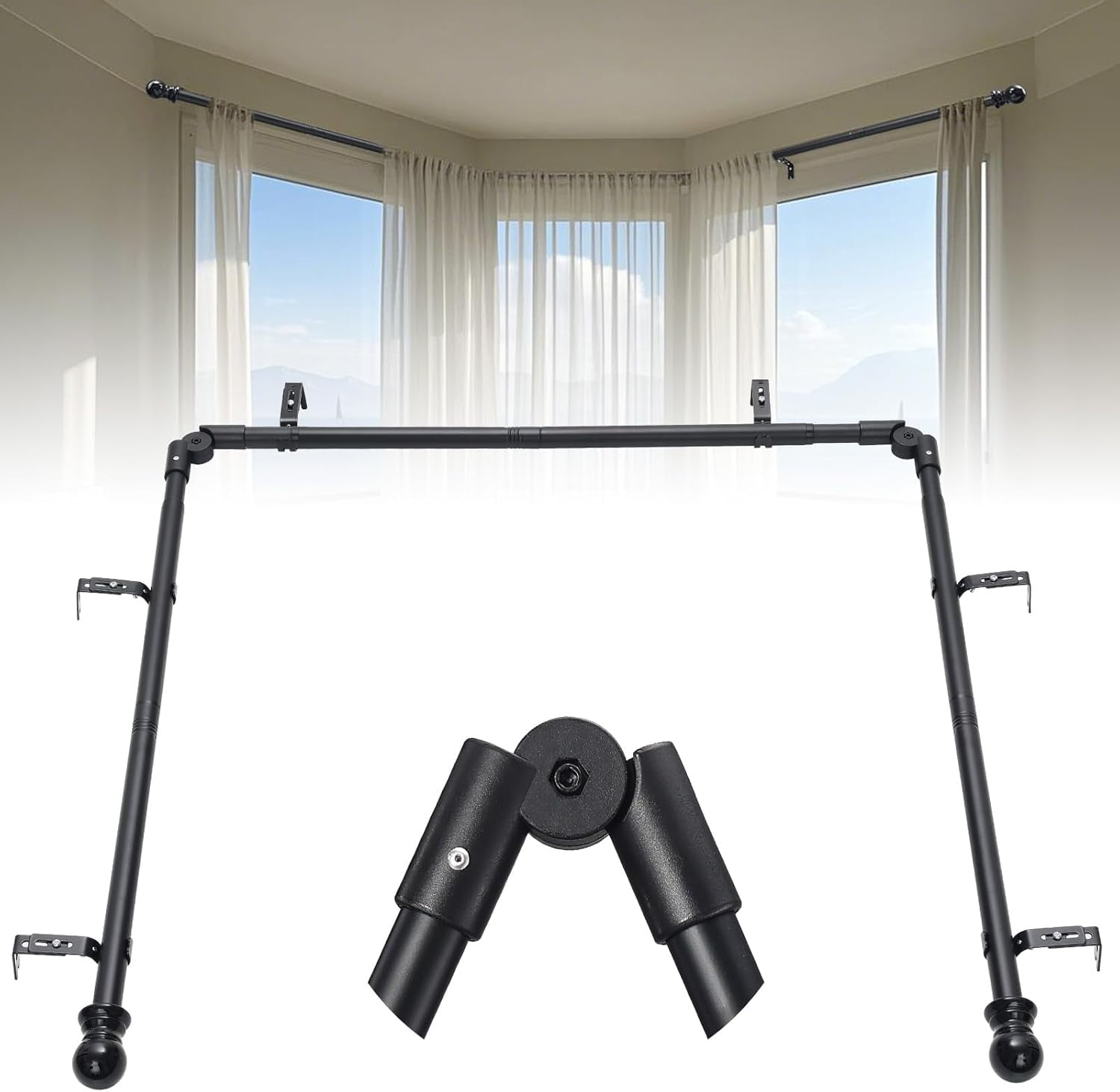 Metal 3 Sides Adjustable U Shape Rod - Foldable Corner Solution for Bay ...