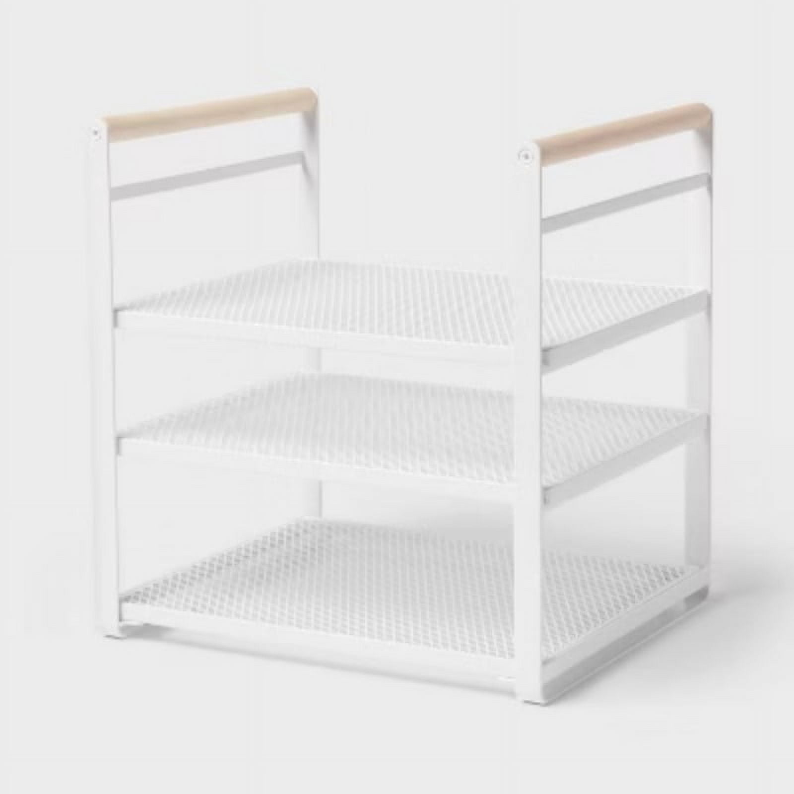 Metal 3-Tier Adjustable Shelf Box Organizer White: Kitchen Storage ...