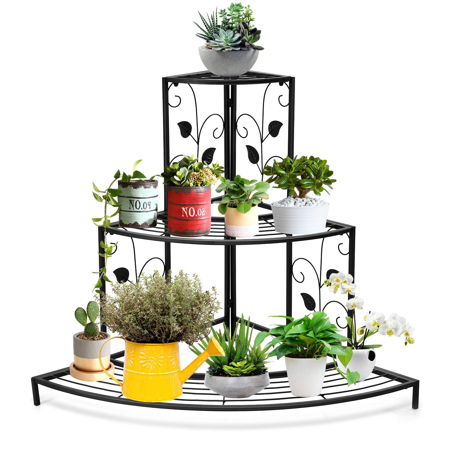 Metal 3 Tier Corner Shelf for Plants, Stair Step Flower Pot Stand ...