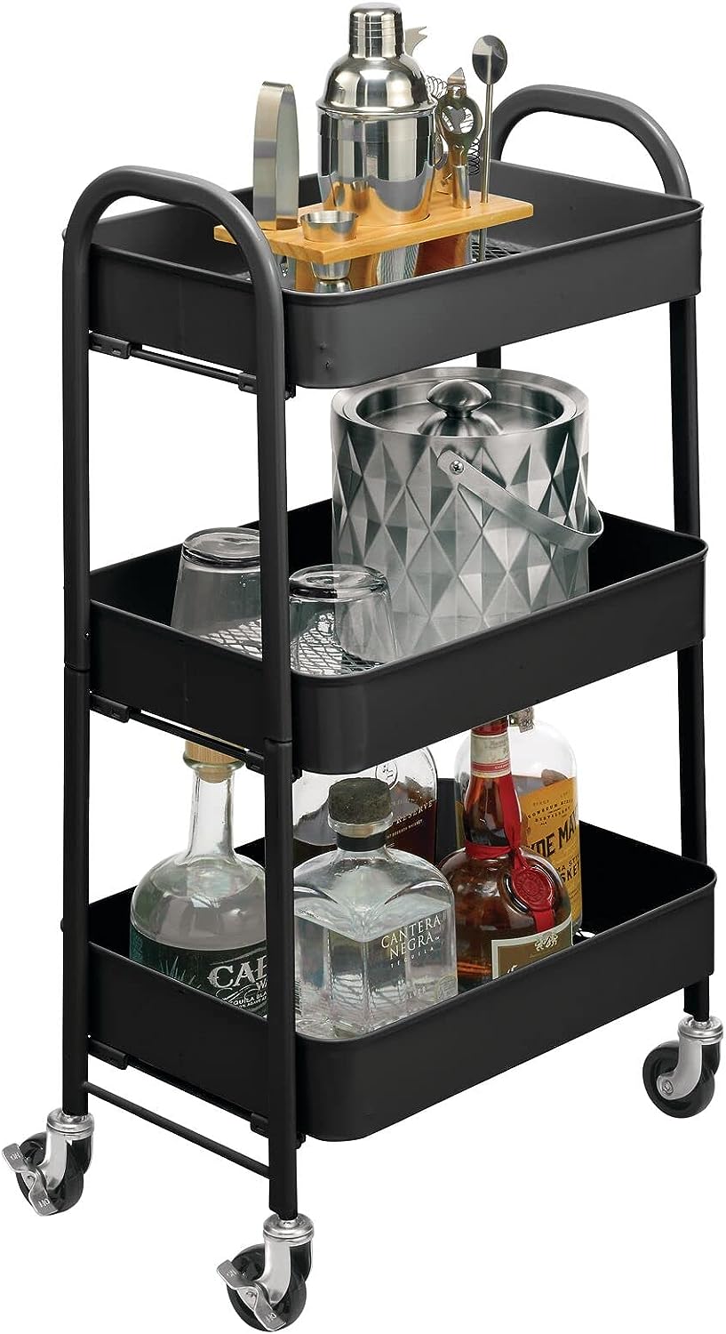 Metal 3-Tier Rolling Utility Storage Carts - Organizer Trolley for ...