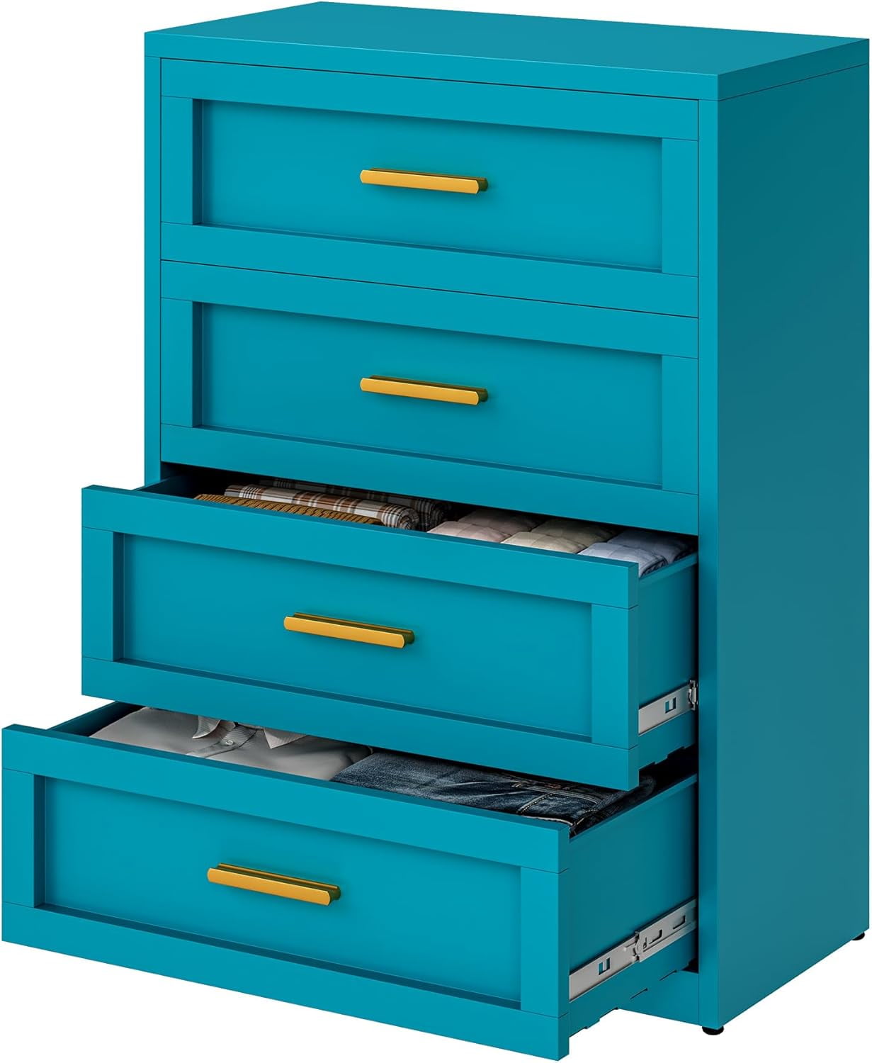 Metal 4 Drawer Dresser,15.8" D x 31.5" W x 39.25" H,Home Peacock Blue ...