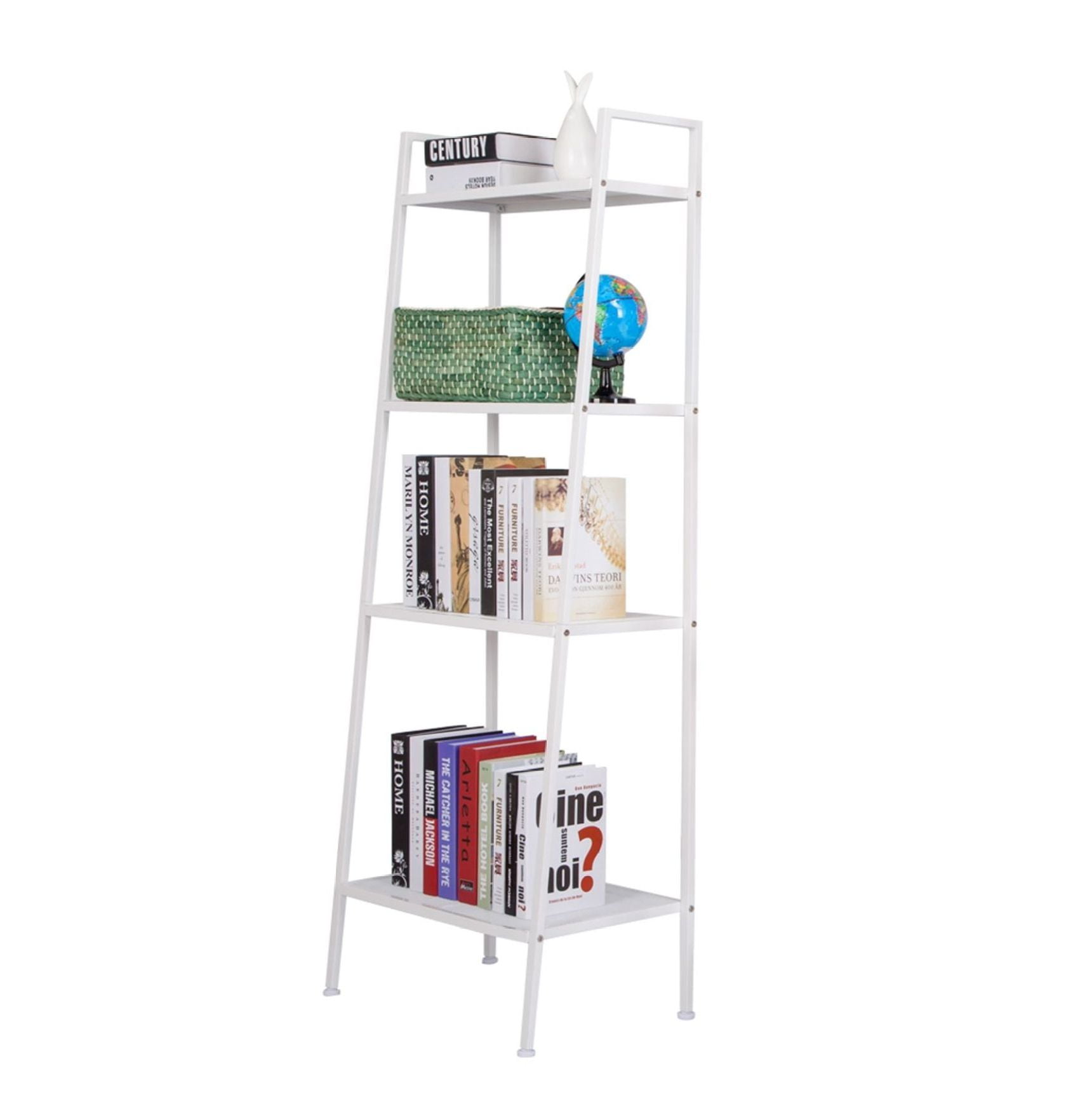 Metal 4 Shelf Bookcase, Multifunctional Ladder-Shaped Plant Flower ...