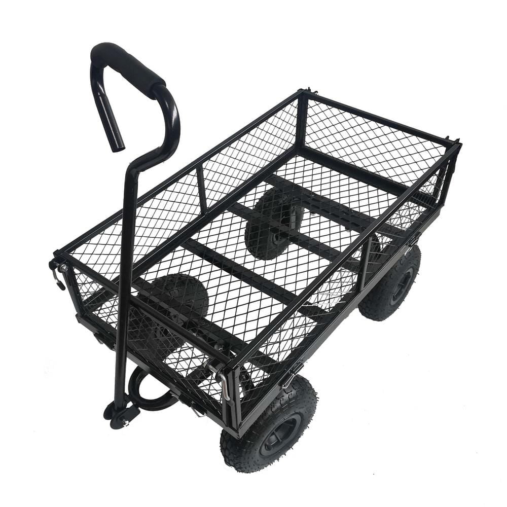 Metal 4-Wheeled Folding Utility Hand Cart in Black - Walmart.com