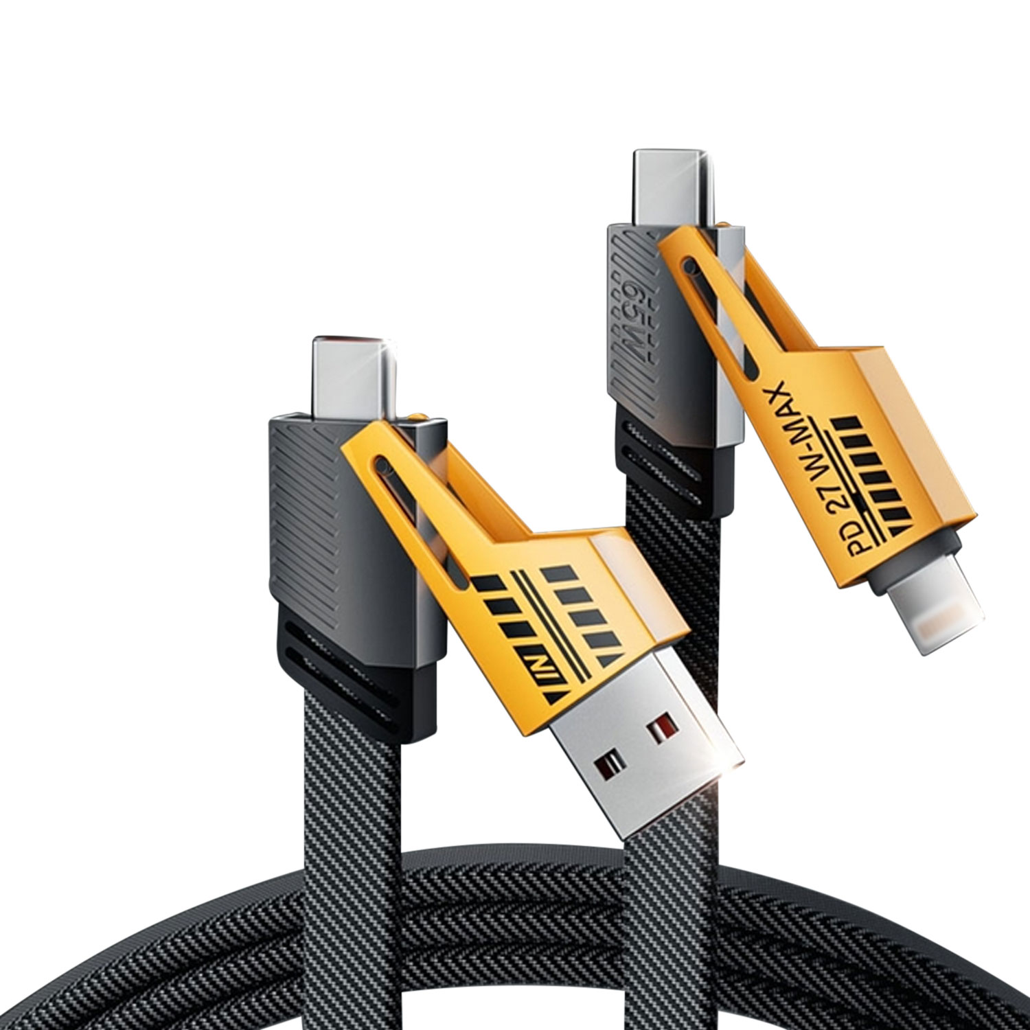 Metal 4-in-1 fast charging cable 65W mech cable PD fast charging 2 to 2 ...