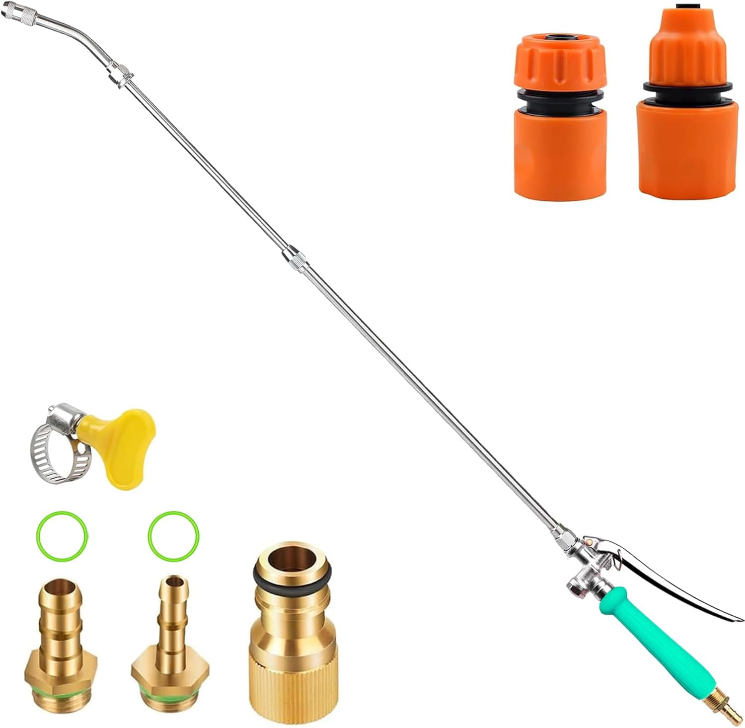All Metal 43 Inches Adjustable Sprayer Wand with 3 Types of Nozzles,1/2" & 3/8" Hose Quick ...