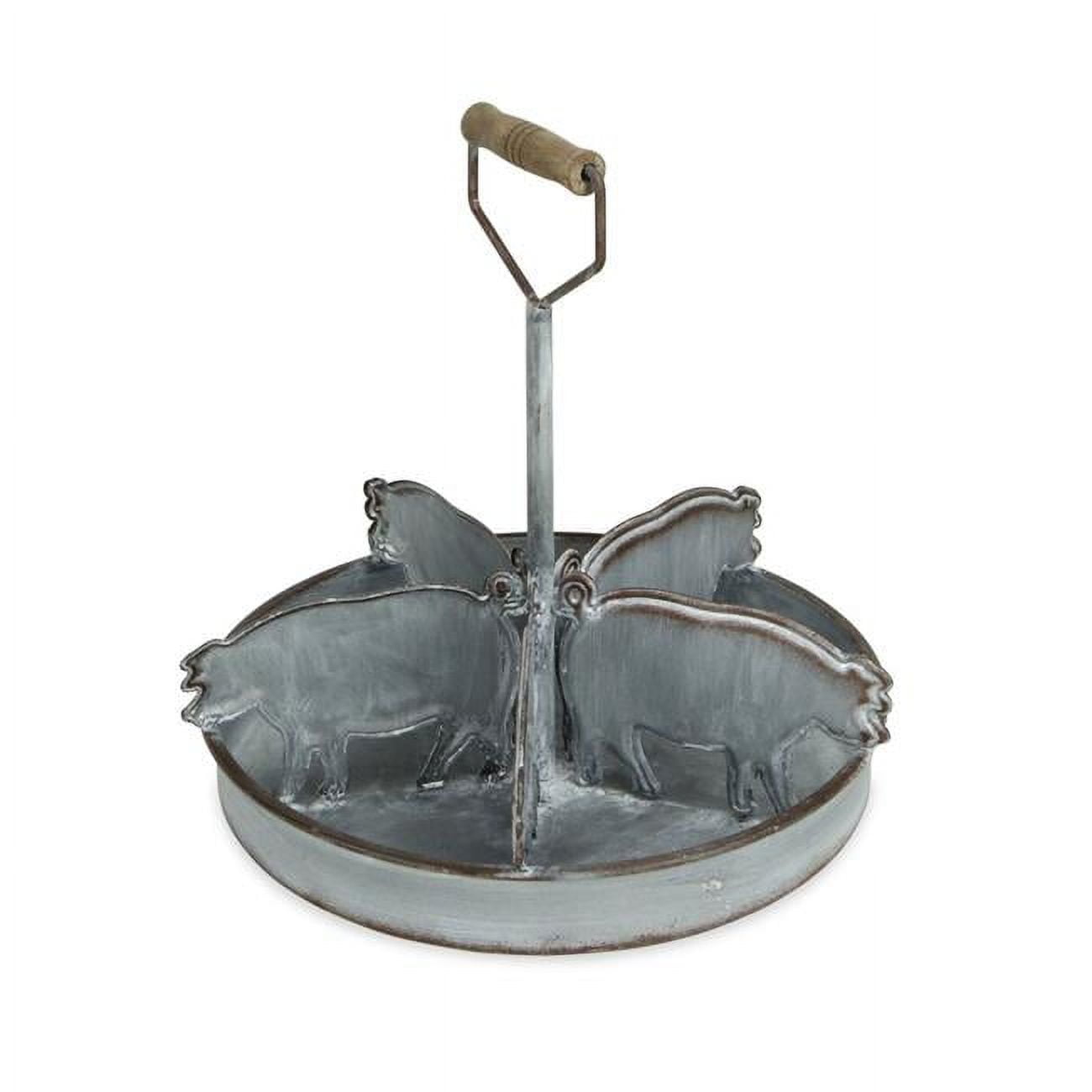 Metal 5 Compartment Tray with Pig Dividers & Center Handle with Wood ...