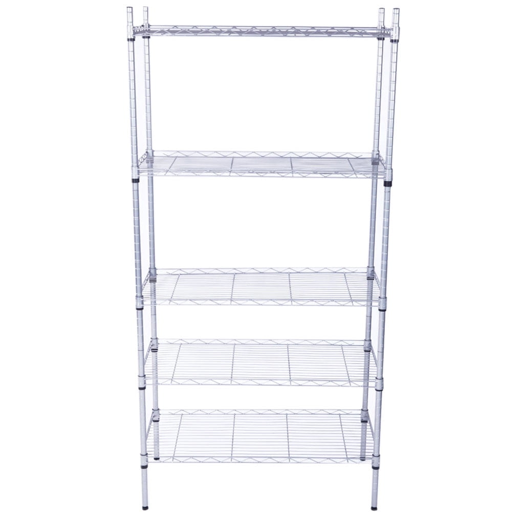 Metal 5-Shelf Storage Rack Heavy Duty Rectangle Carbon Steel Wire ...
