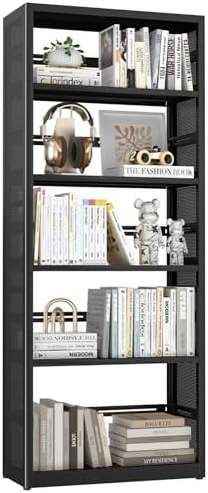 Metal 5 Tier Bookshelf, 68" Tall Bookcase with Adjustable Shelves ...