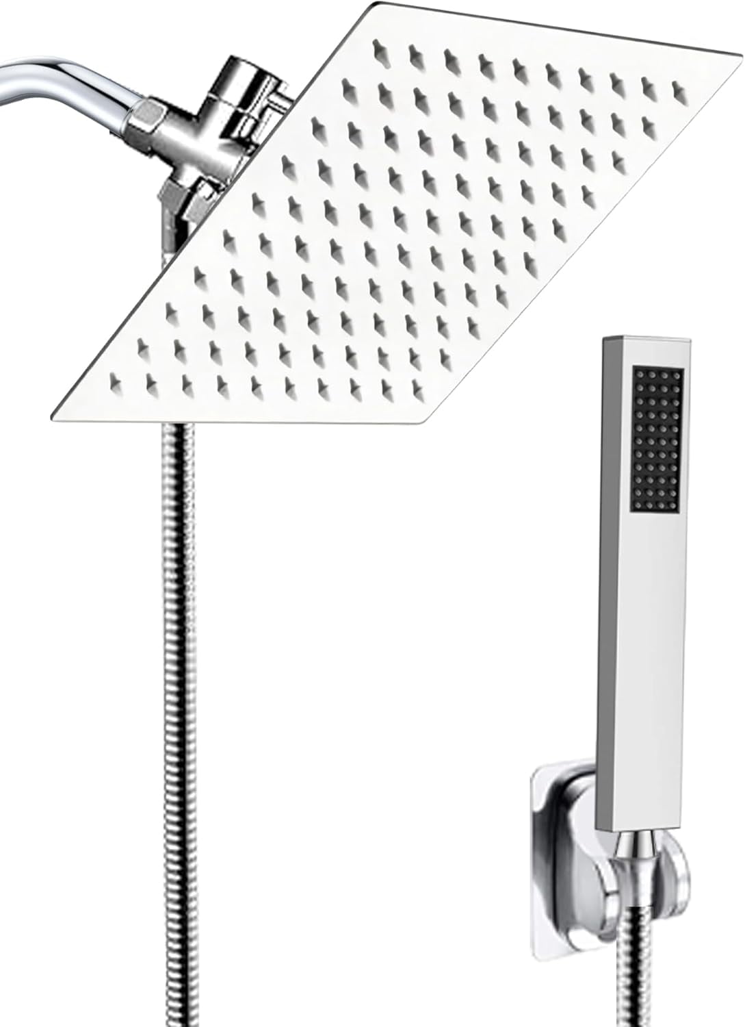 All Metal 6 Inch High Pressure Rain Shower Head/Handheld Shower Combo, Rainfall Showerhead with ...