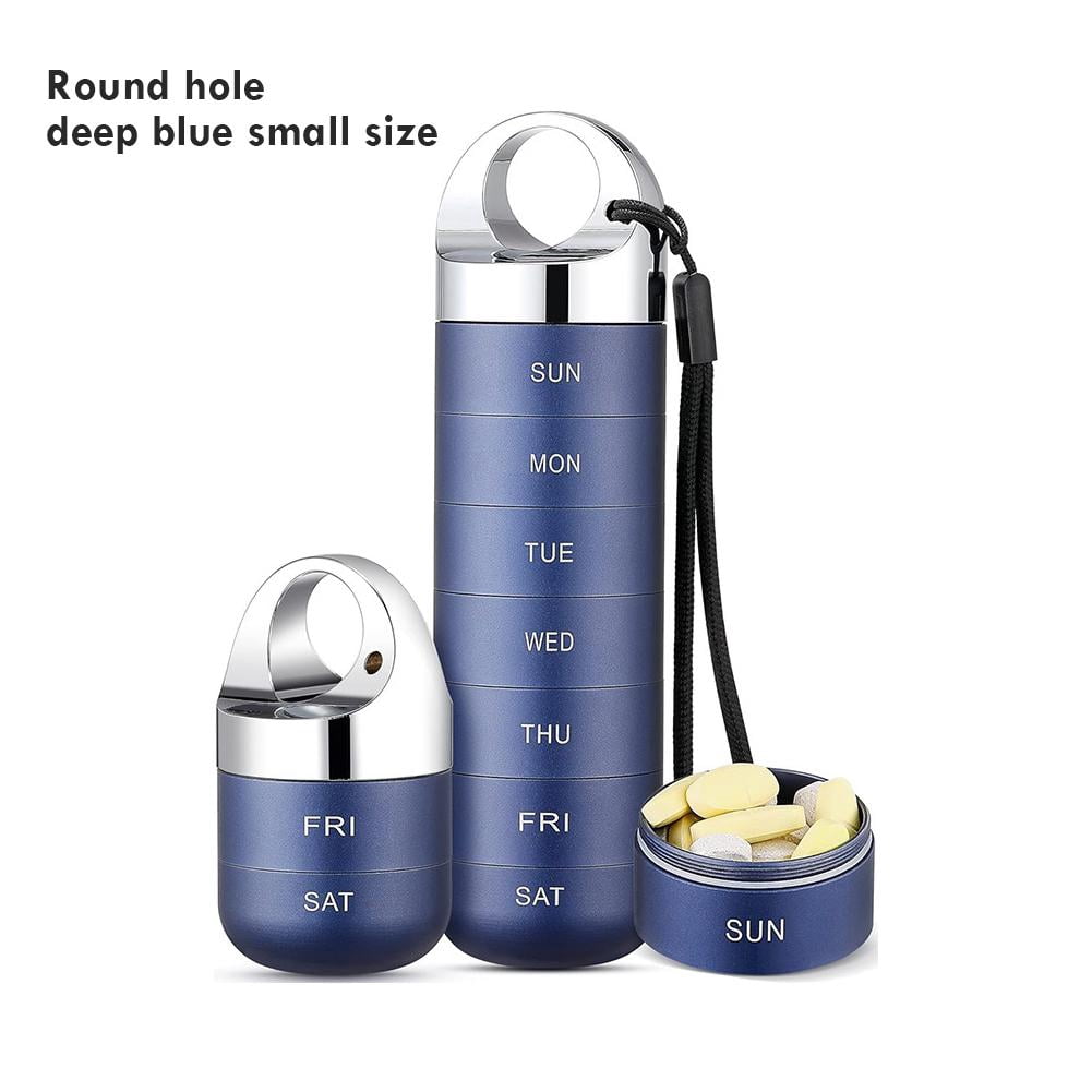 Metal 7 Day Pill Box, Weekly Pill Organizer for Travel, Safety Buckle ...