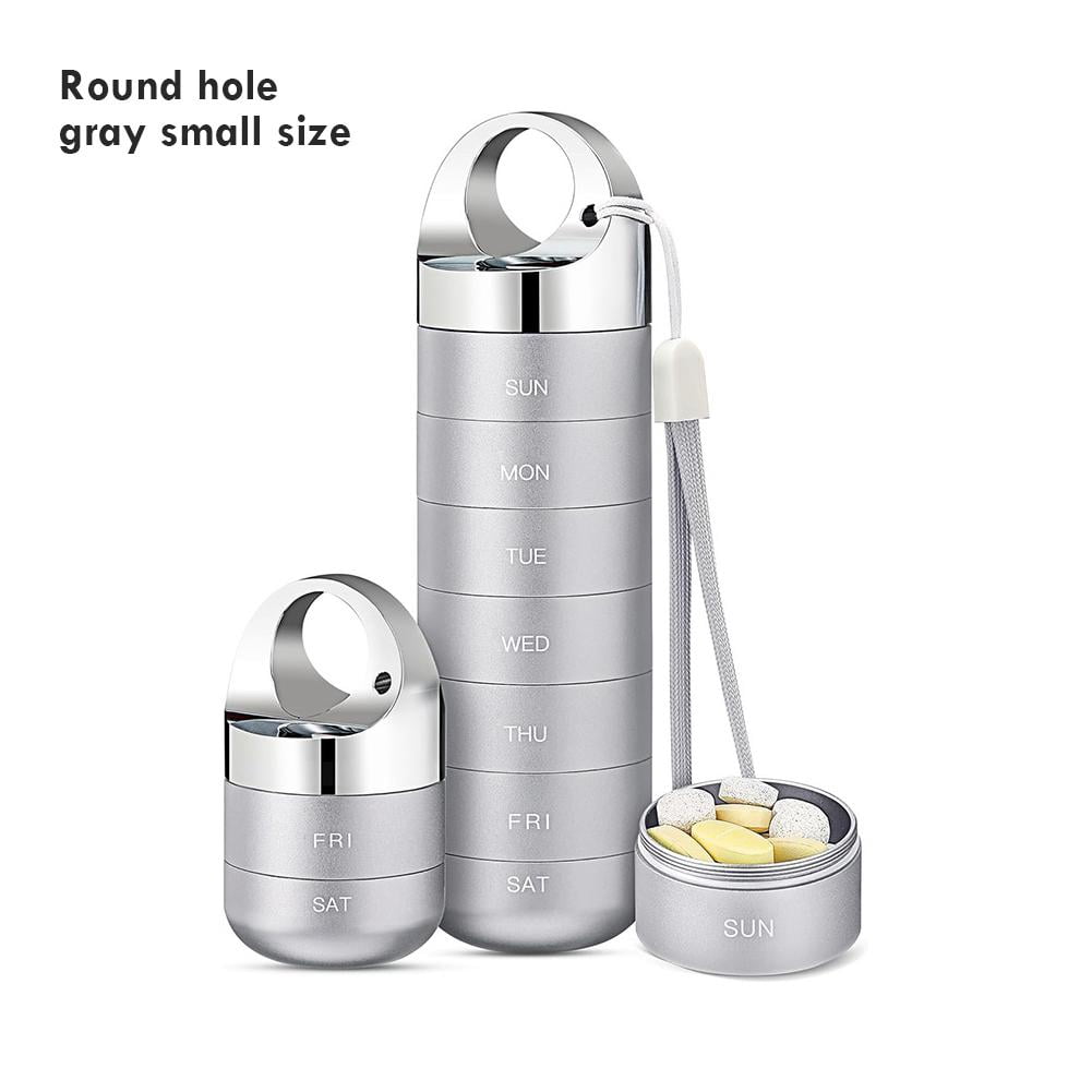 Metal 7 Day Pill Box, Weekly Pill Organizer for Travel, Safety Buckle ...