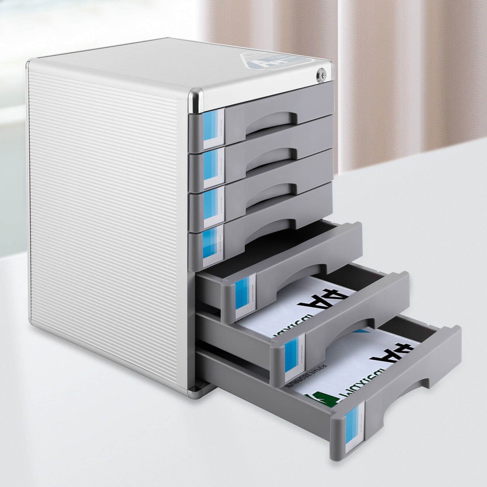 Metal 7 Drawer File Cabinet Lateral Storage Cabinet w/ Lockable Office ...