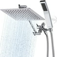 All Metal 8 Inch Dual Square Shower Head with Handheld Spray Combo ...