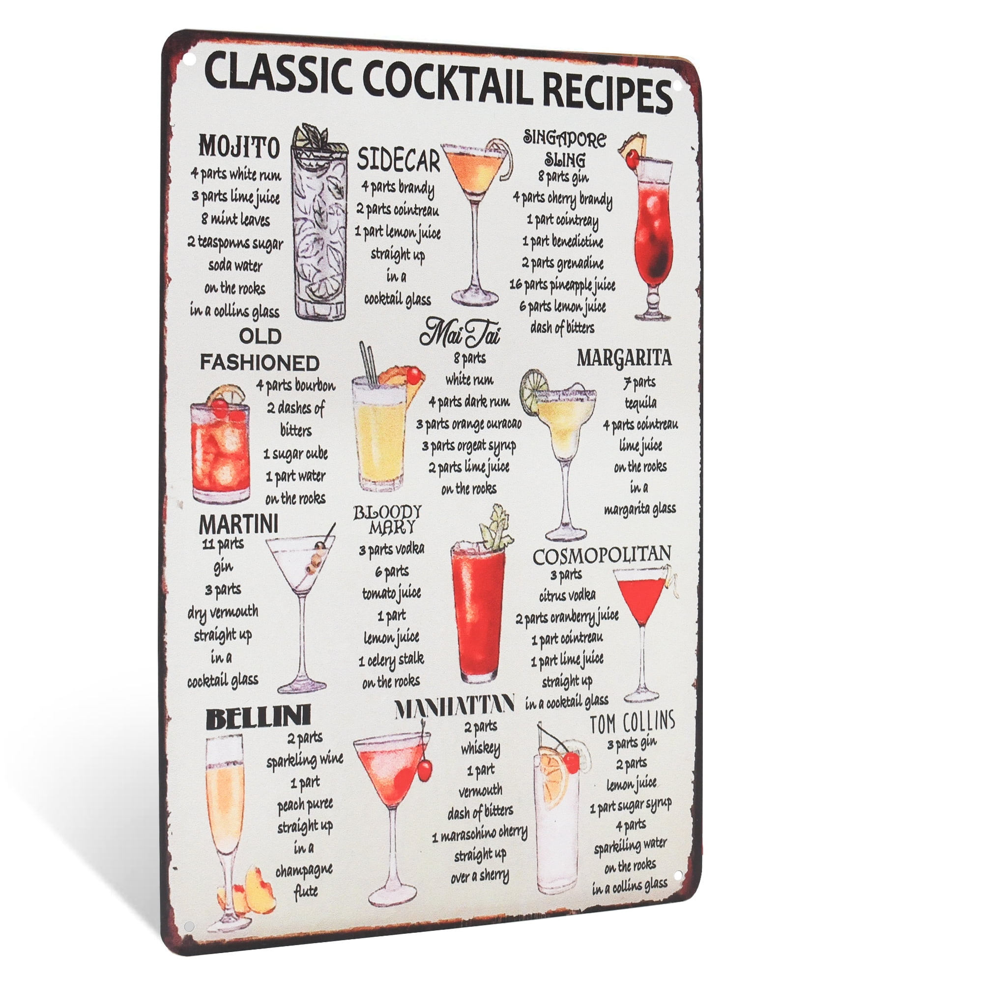 Classic Cocktail Recipes Wall Sign Home Bar Menu, Kitchen Art Girls ...
