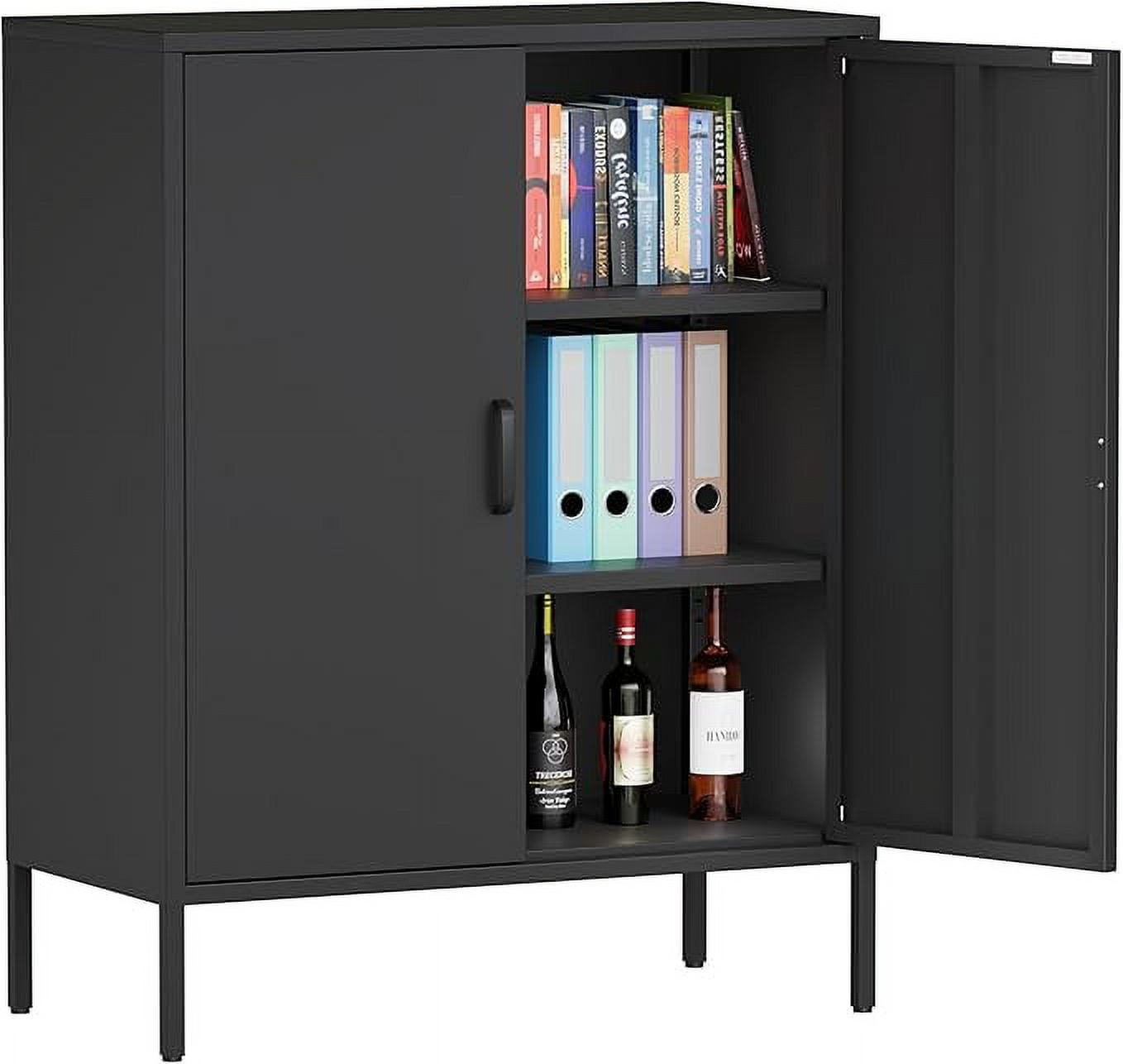 Metal Accent Storage Cabinet Buffet Sideboard, Adjustable Shelves ...