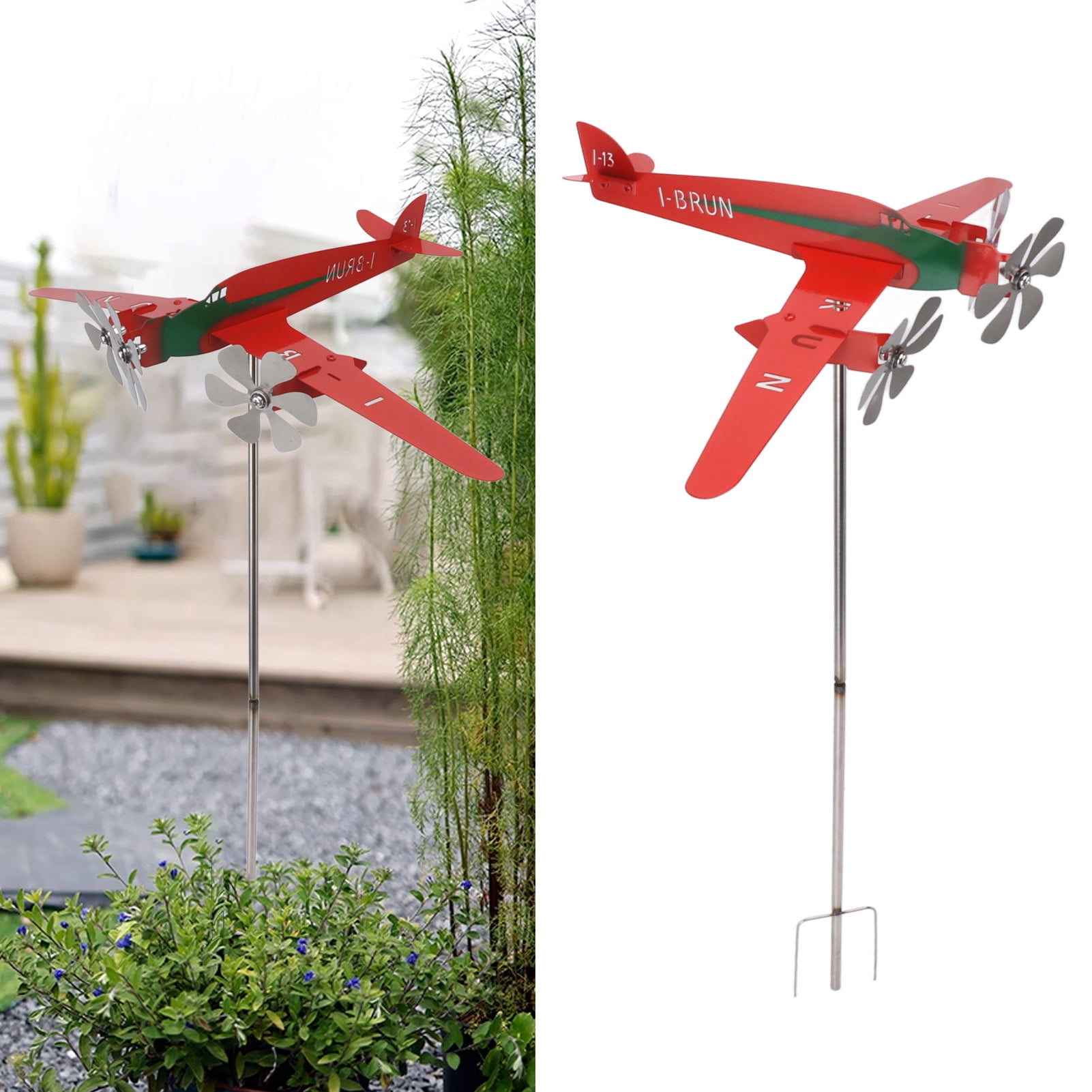 Metal Aircraft Weather Vane 3D Red Rustproof Smooth Airplane Windmill ...