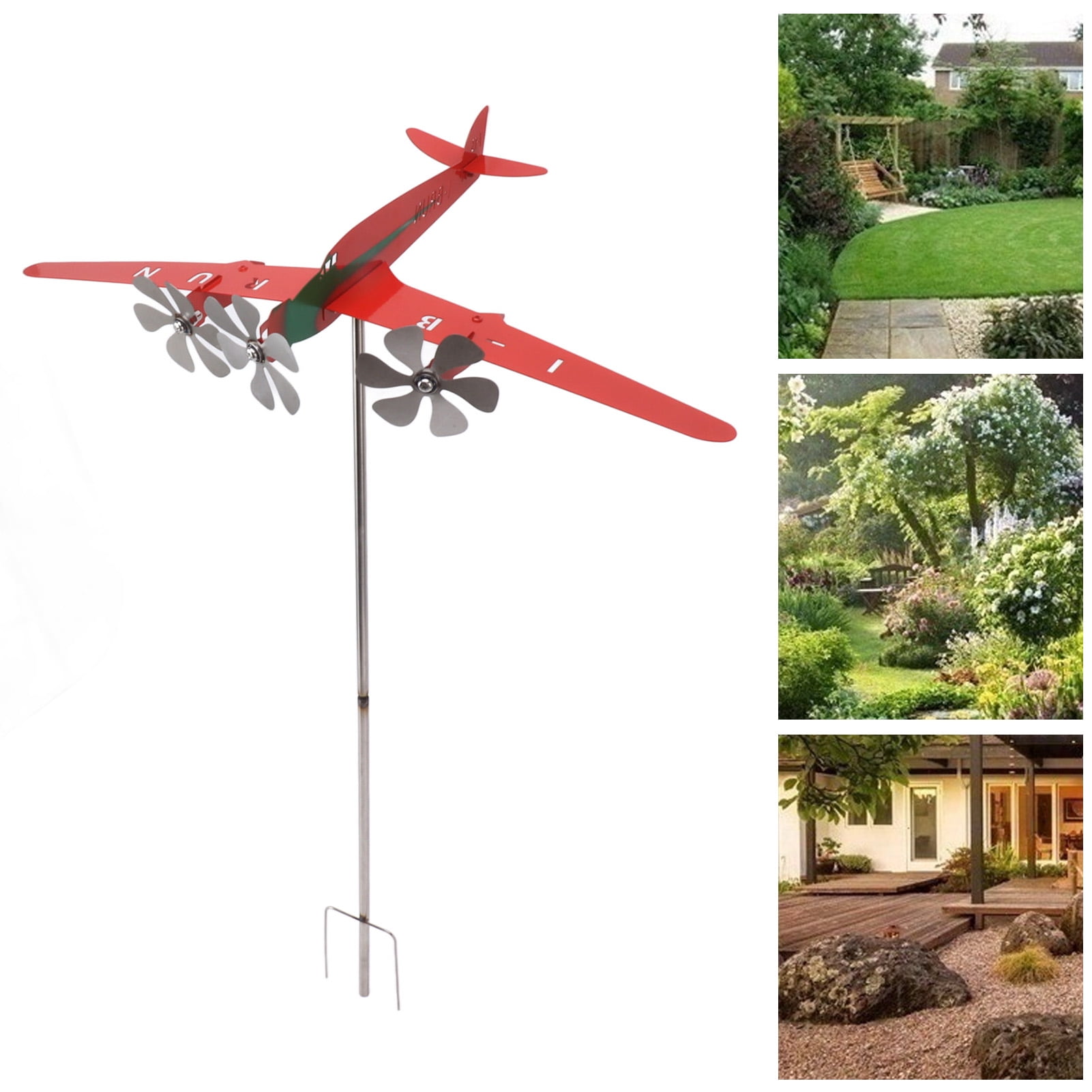 Metal Aircraft Weather Vane 3D Red Rustproof Smooth Airplane Windmill ...