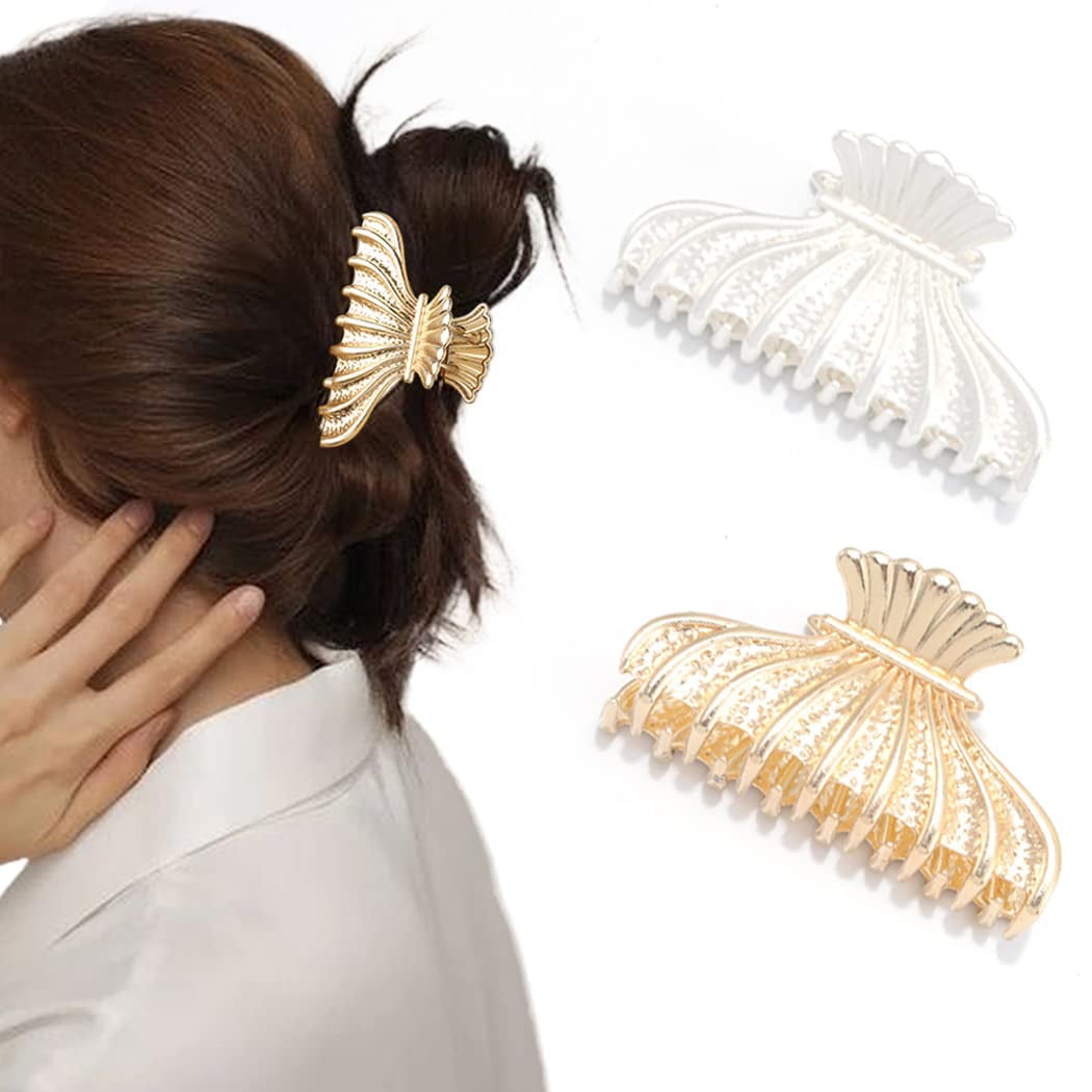 Metal Alloy Hair Claw Clamps Sea Shells Hair Clips Gold Shark Hair ...