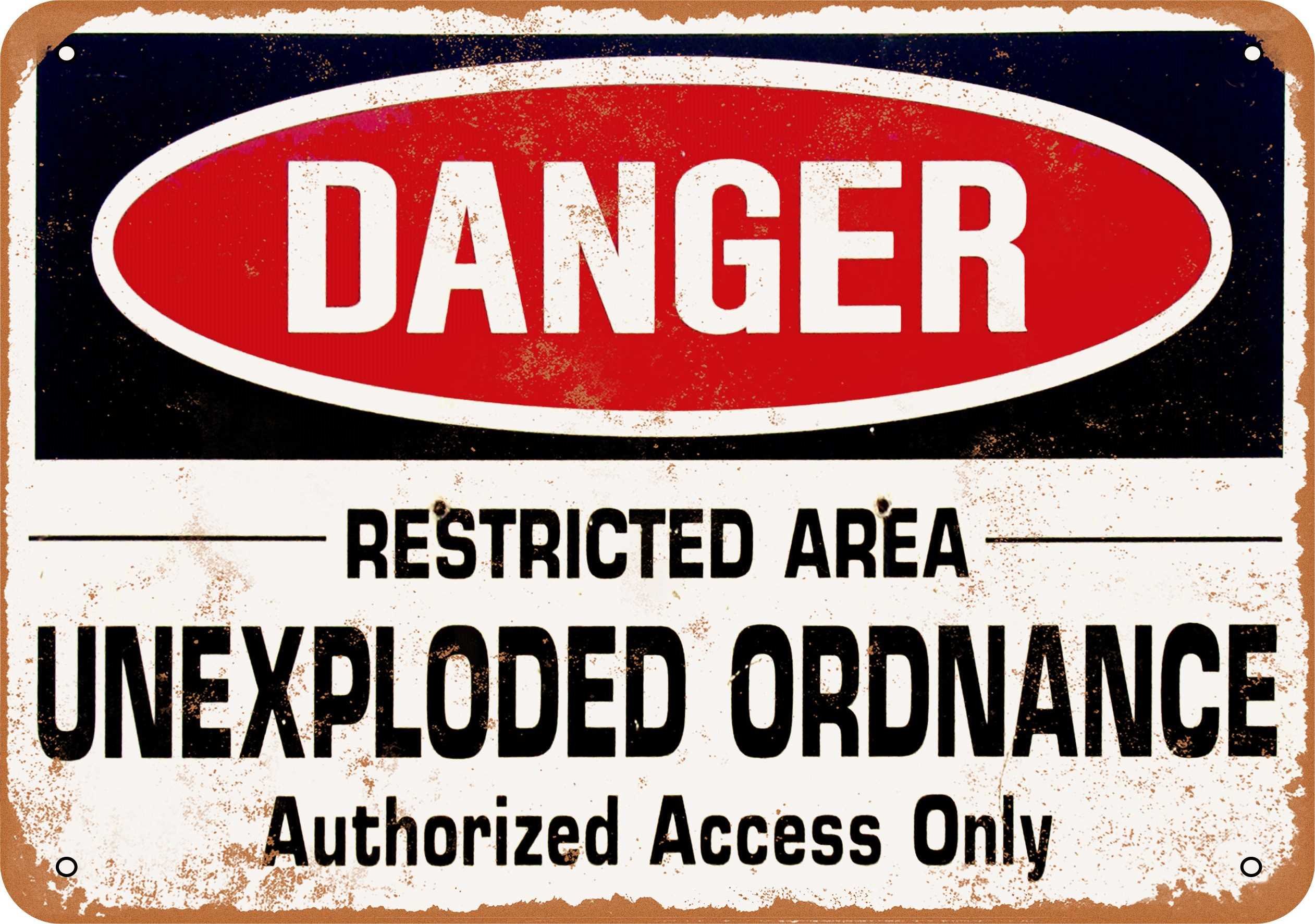 Metal Aluminium Sign - Danger Unexploded Ordnance - Vintage Look Size ...