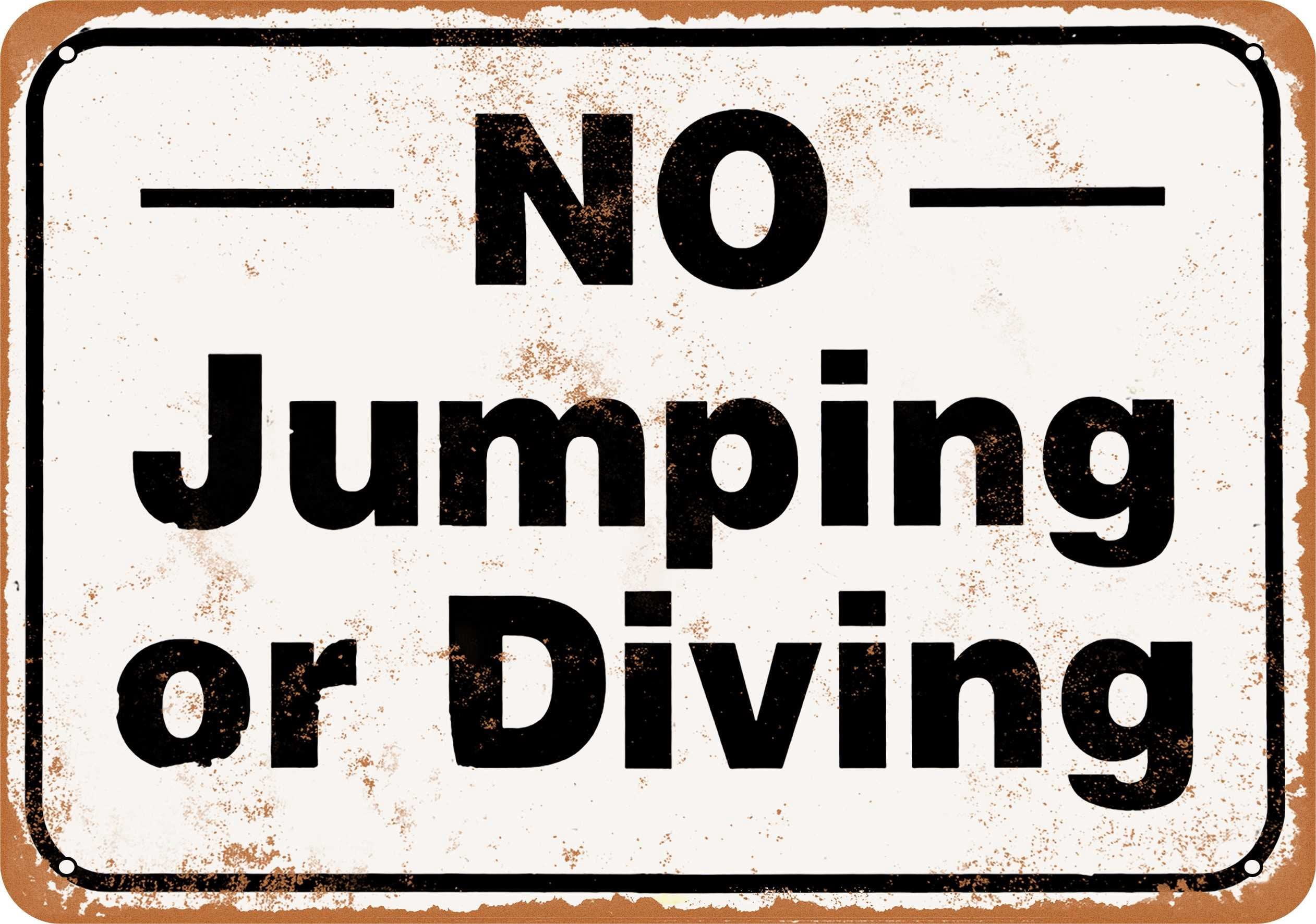 Metal Aluminium Sign - No Jumping or Diving - Vintage Look Size: 8 x 12 ...