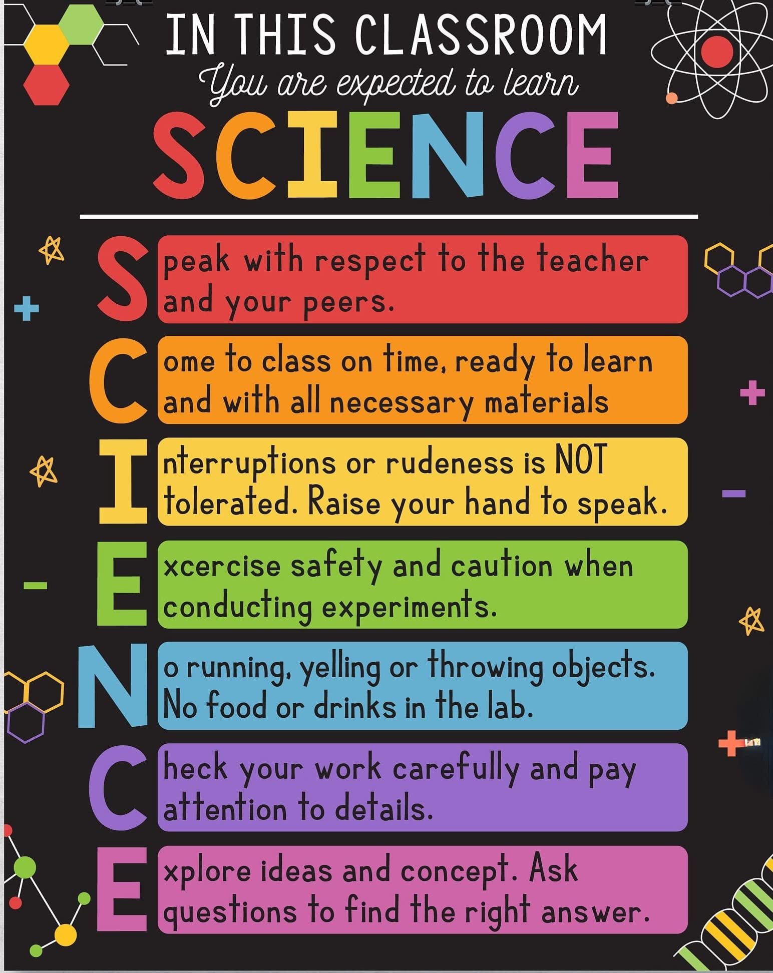 Metal Aluminium Sign Science Classroom Rules Poster, Science Classroom ...