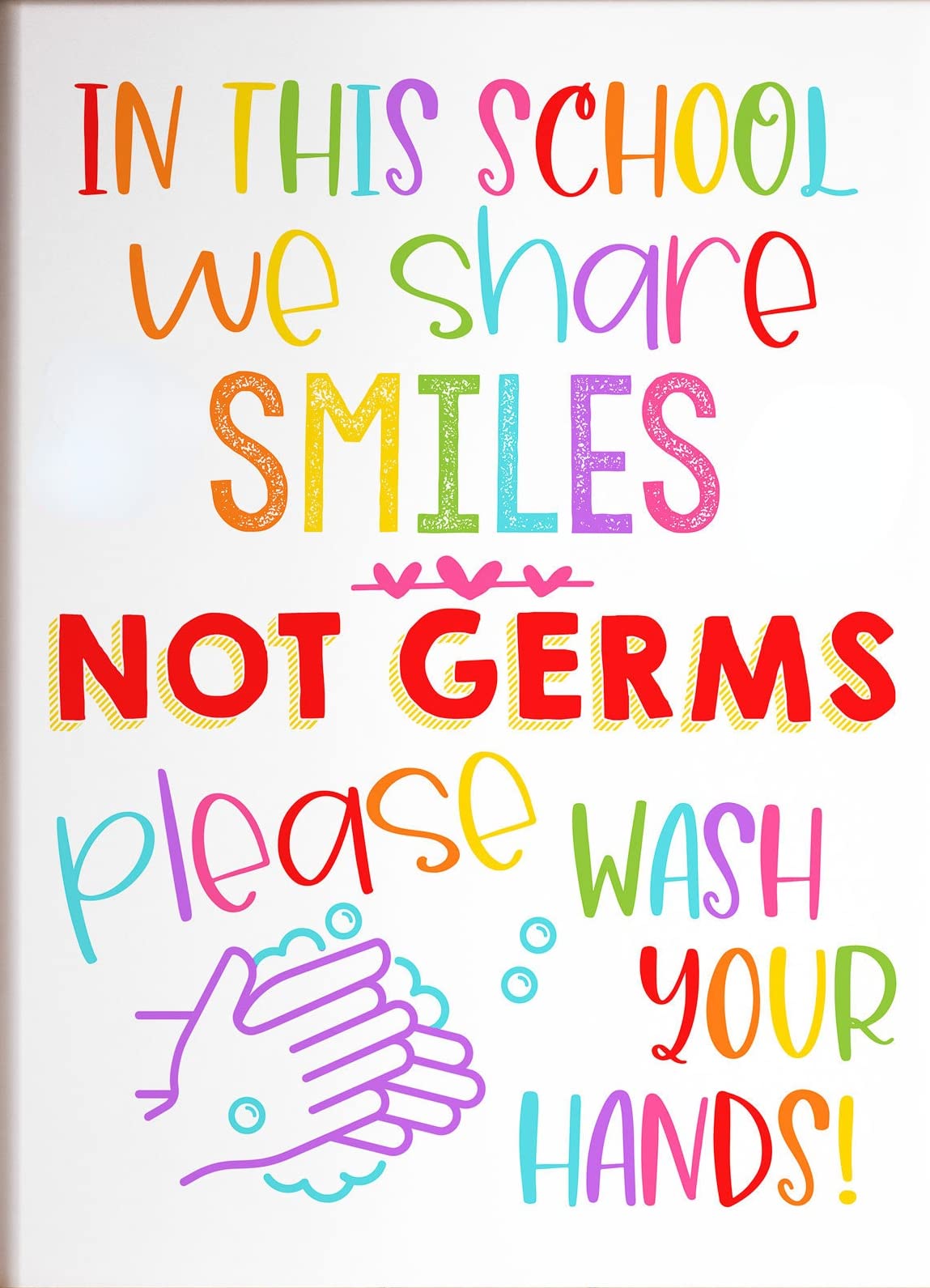 Metal Aluminium Sign in This School Poster We Share Smiles Not Germs ...