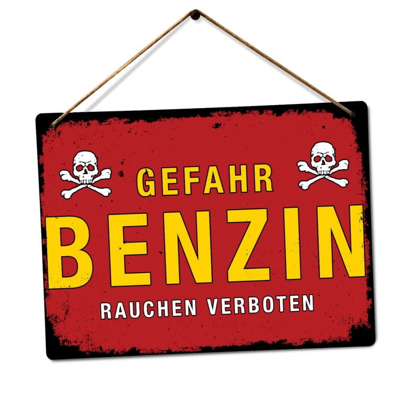Metal Aluminium Wall Sign German Danger Gasoline WW2 Worn Look Germany ...