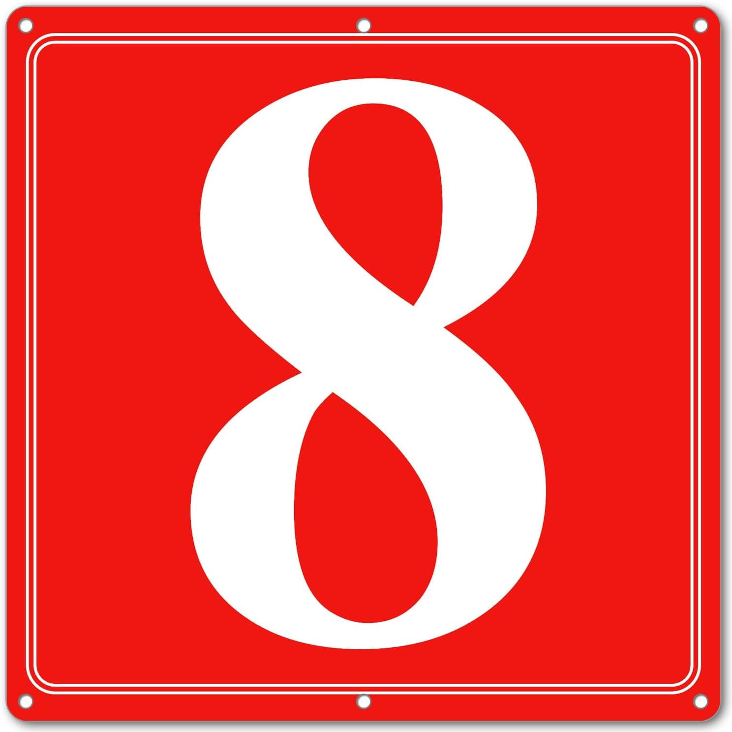Metal Aluminum Number Sign 12 in x 12 in Red Outdoor Weather-Resistant ...