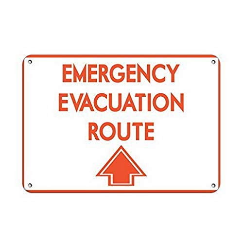Metal Aluminum Sign Emergency Evacuation Route with Up Arrow Emergency ...