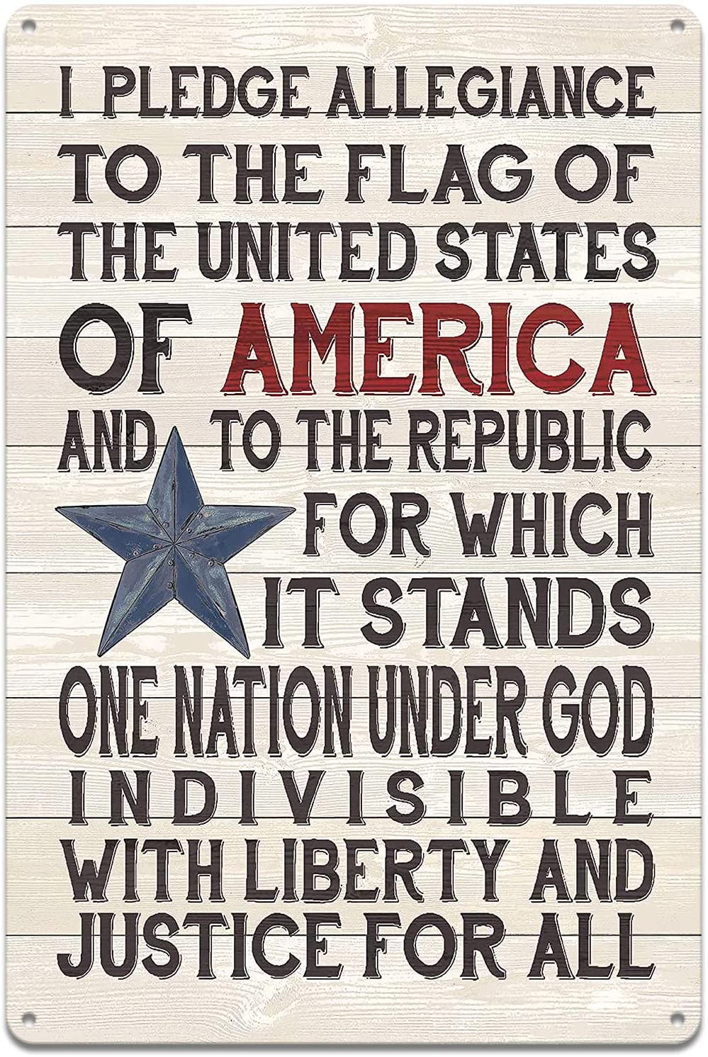 Metal Aluminum Sign, I Pledge Allegiance Patriotic Poster Rustic Wood ...