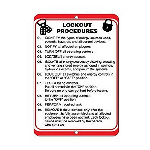 Metal Aluminum Sign Lockout Identify Energy Sources Test Controls ...