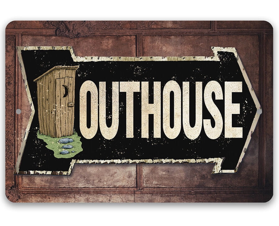 Metal Aluminum Sign Outhouse Right Directional Restroom, Bathroom ...