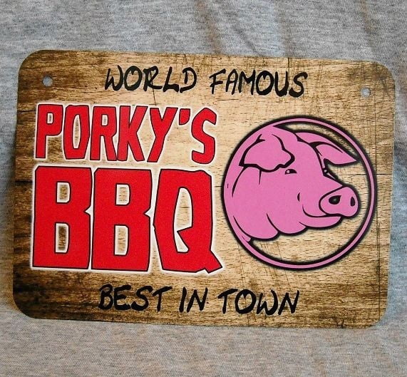 Metal Aluminum Sign PORKY'S BBQ Barbecue Grill Shack Pit Restaurant ...