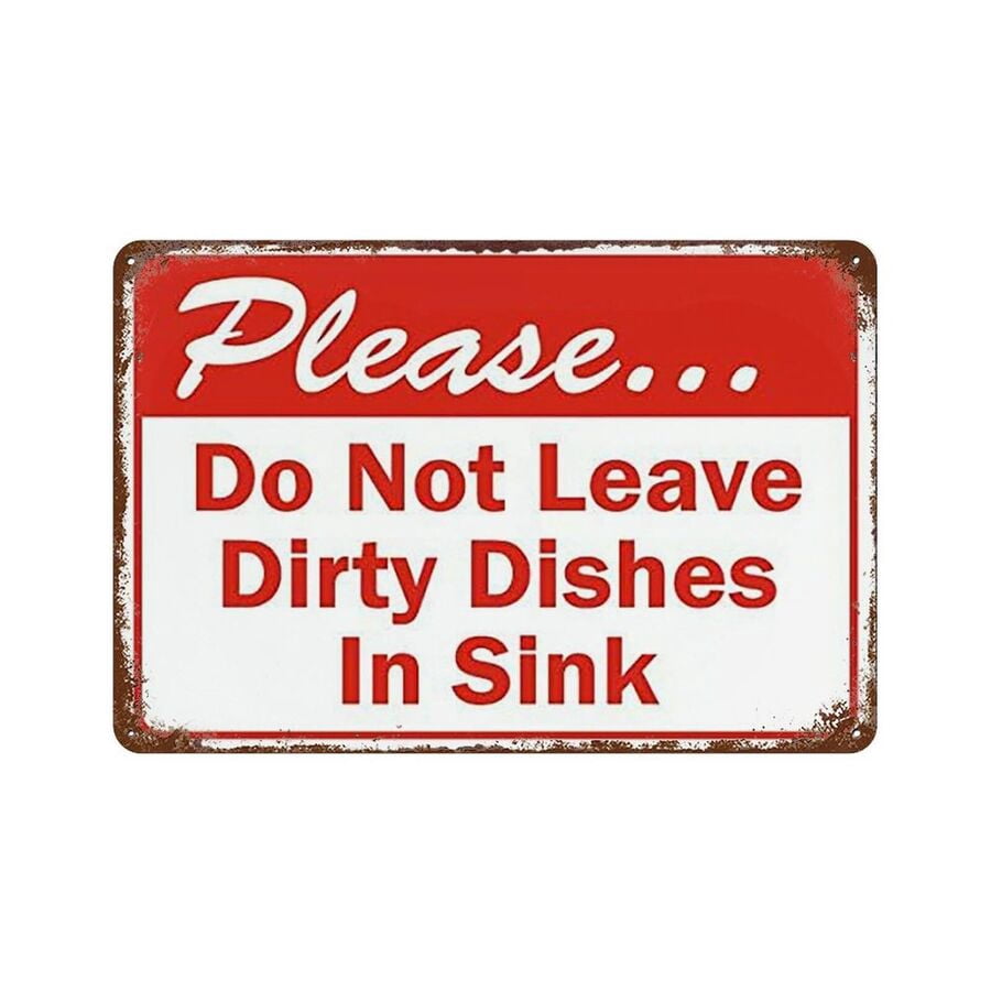 Metal Aluminum Sign Please Do Not Leave Dirty Dishes In Sink Vintage ...