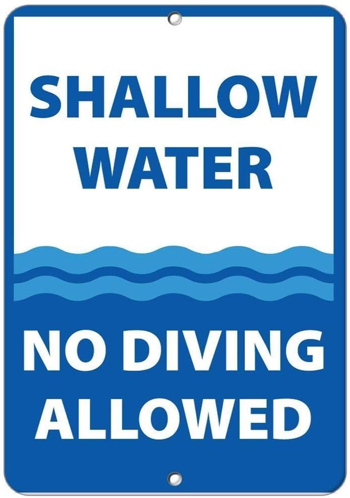 Metal Aluminum Sign Shallow Water No Diving Allowed Activity Sign Pool Signs Plaque for Yard ...