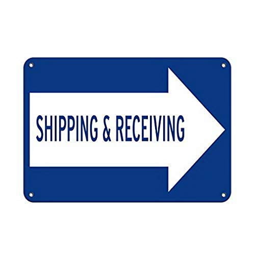 Metal Aluminum Sign Shipping Receiving with Right Arrow Size: 16 x 12 ...
