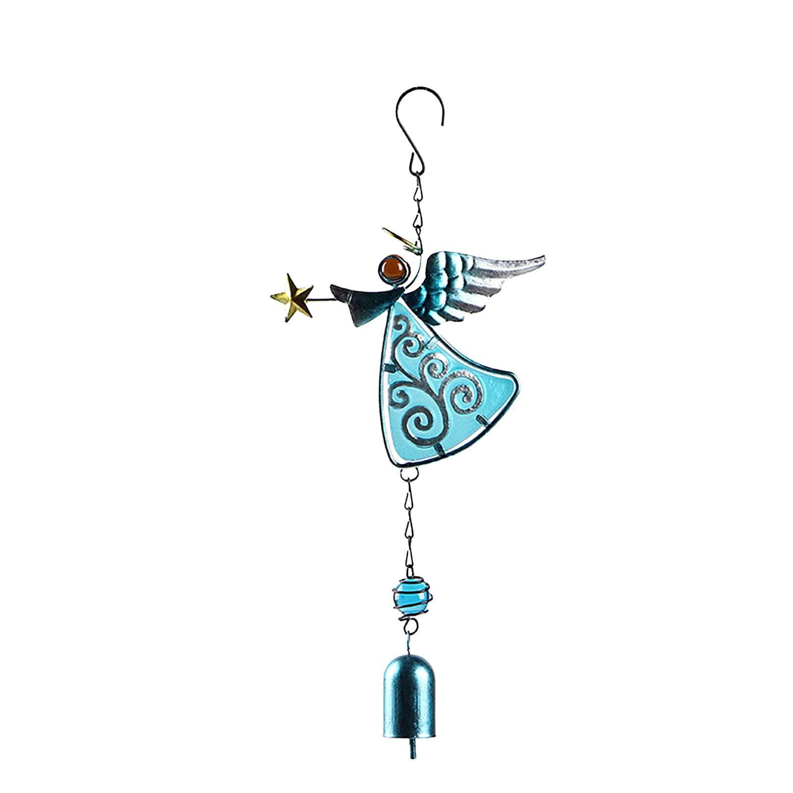 Metal Angel Wind Chime Hanging Decoration Ornament Bells Wing Angel ...