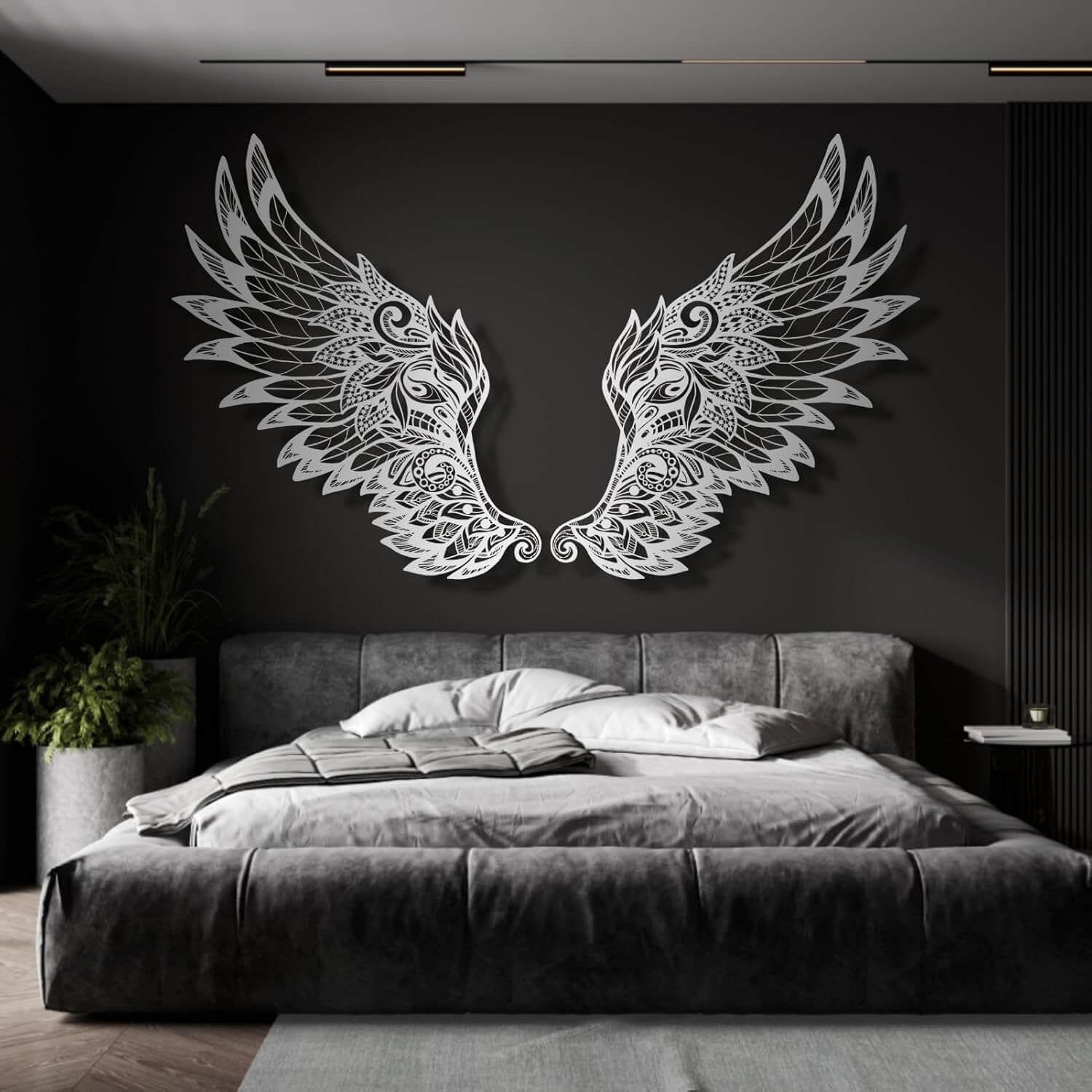 Metal Angel Wings Wall Art, Large Angel Wings Wall Decor, Guardian ...