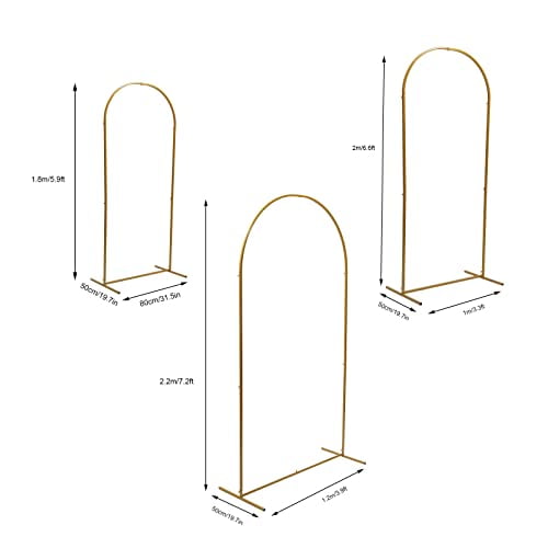 Metal Arch Backdrop Stand 7.2FT, 6.6FT,5.9FT,Upgrade Set of 3 Gold ...