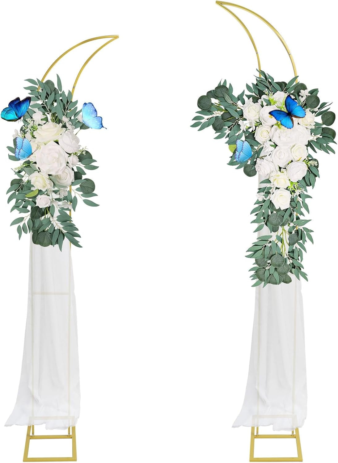 Metal Arch Backdrop Stand, Gold Curved Top Wedding Arch Set of 2 (6.85 ...