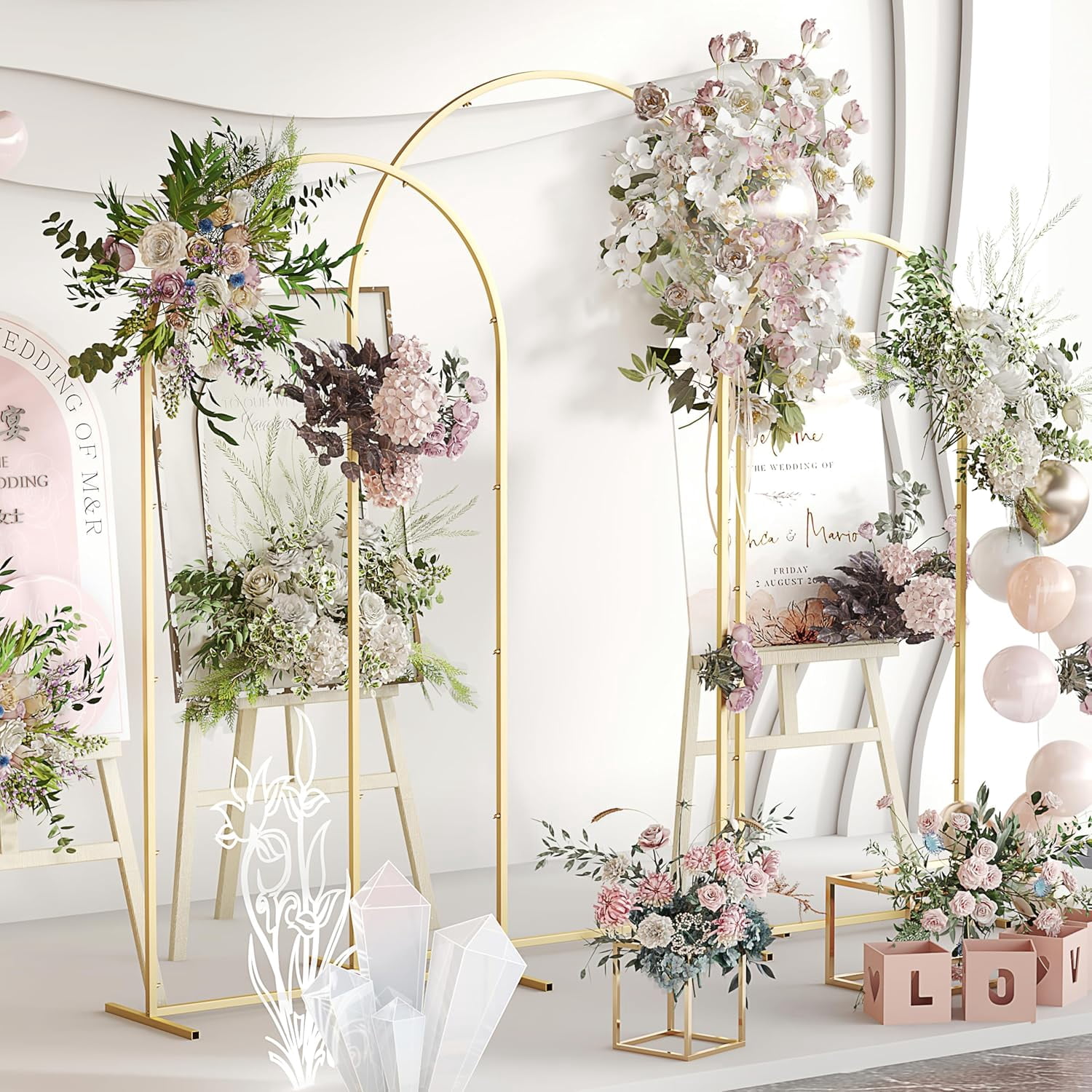 Metal Arch Backdrop Stand, Gold Wedding Arch Frame for Birthday Party ...