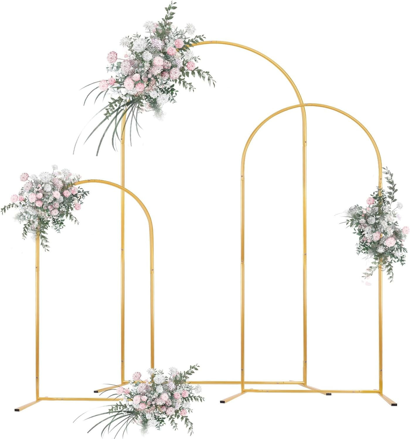 Metal Arch Backdrop Stand Set of 3 (6.6ft, 5.3ft, 4.7ft), Wedding Arch ...