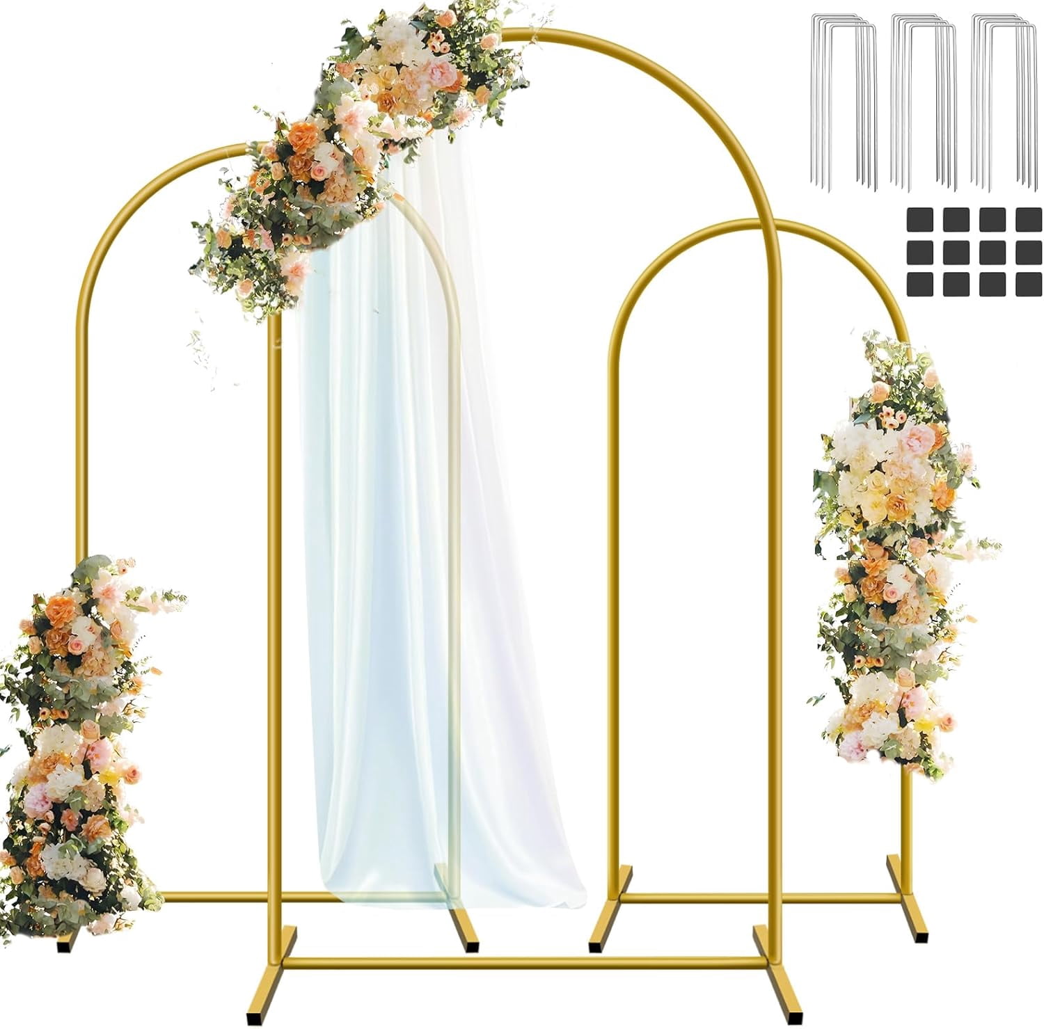 Metal Arch Backdrop Stand Set of 3, 6 ft/ 5 ft/ 4 ft Party Arch Stands ...