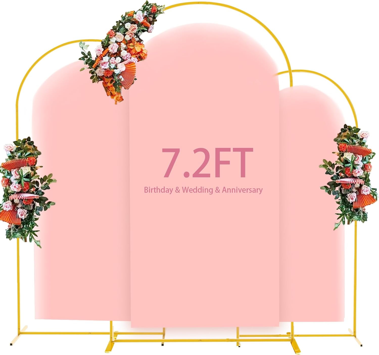 Metal Arch Backdrop Stand Set of 3 (7.2FT, 6.6FT, 6FT) Gold Wedding ...