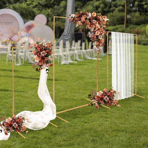 Metal Arch Backdrop Stand, Wedding Arch Frame Set of 3 Gold Square ...